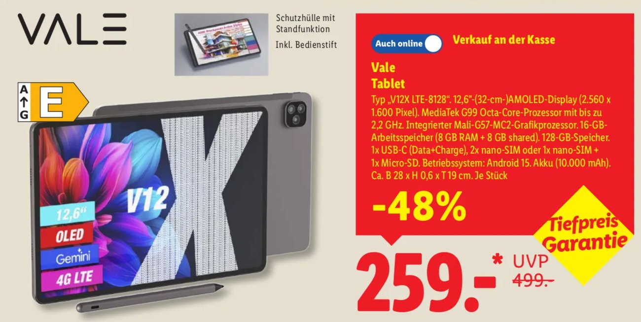 Lidl verkauft gerade ein riesiges Android-Tablet mit OLED-Display, LTE ...