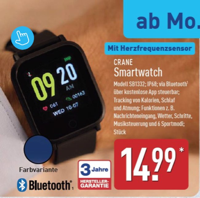 Für 14,99 Euro: Aldi verkauft heute eine Smartwatch, die mehr kann, als ...