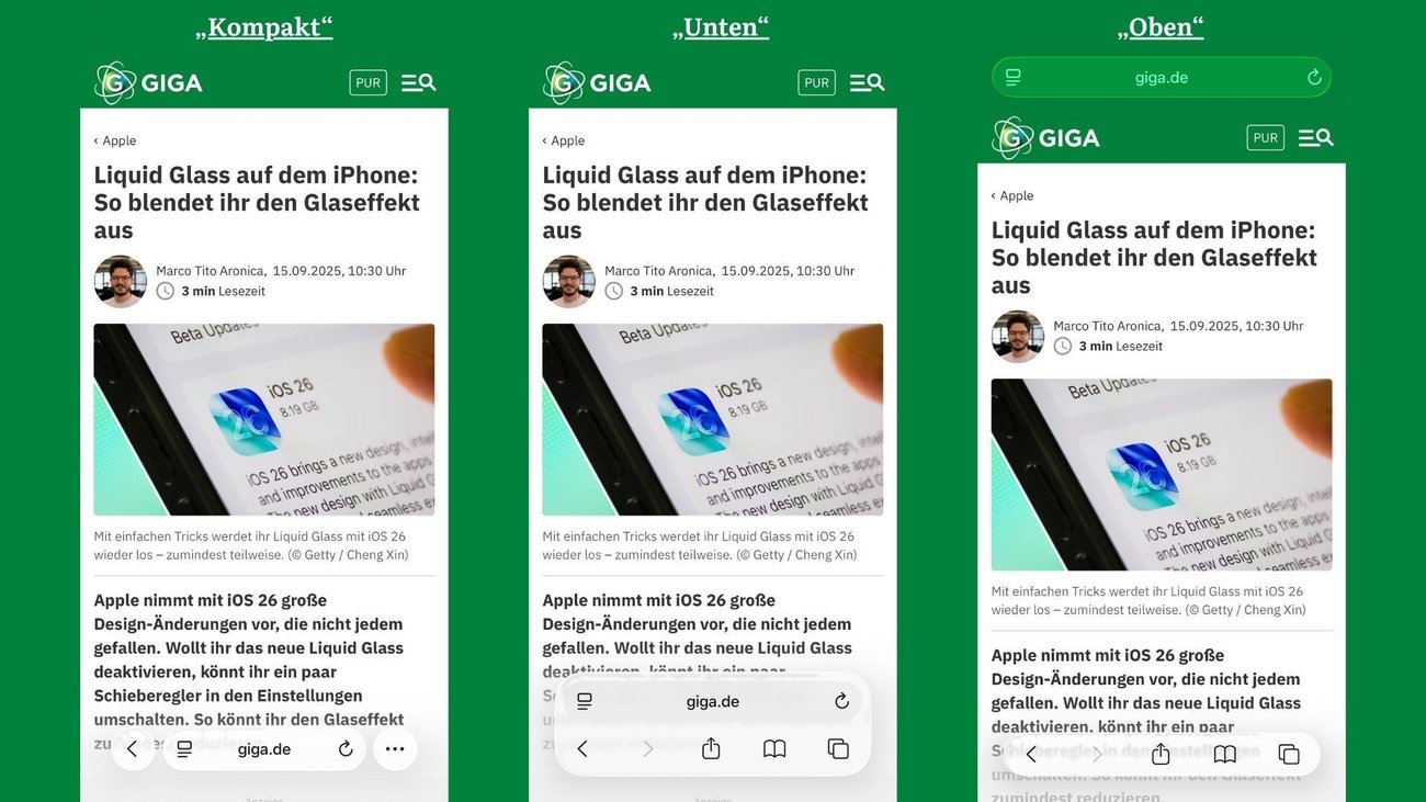iOS 26: Altes Safari-Design wiederherstellen