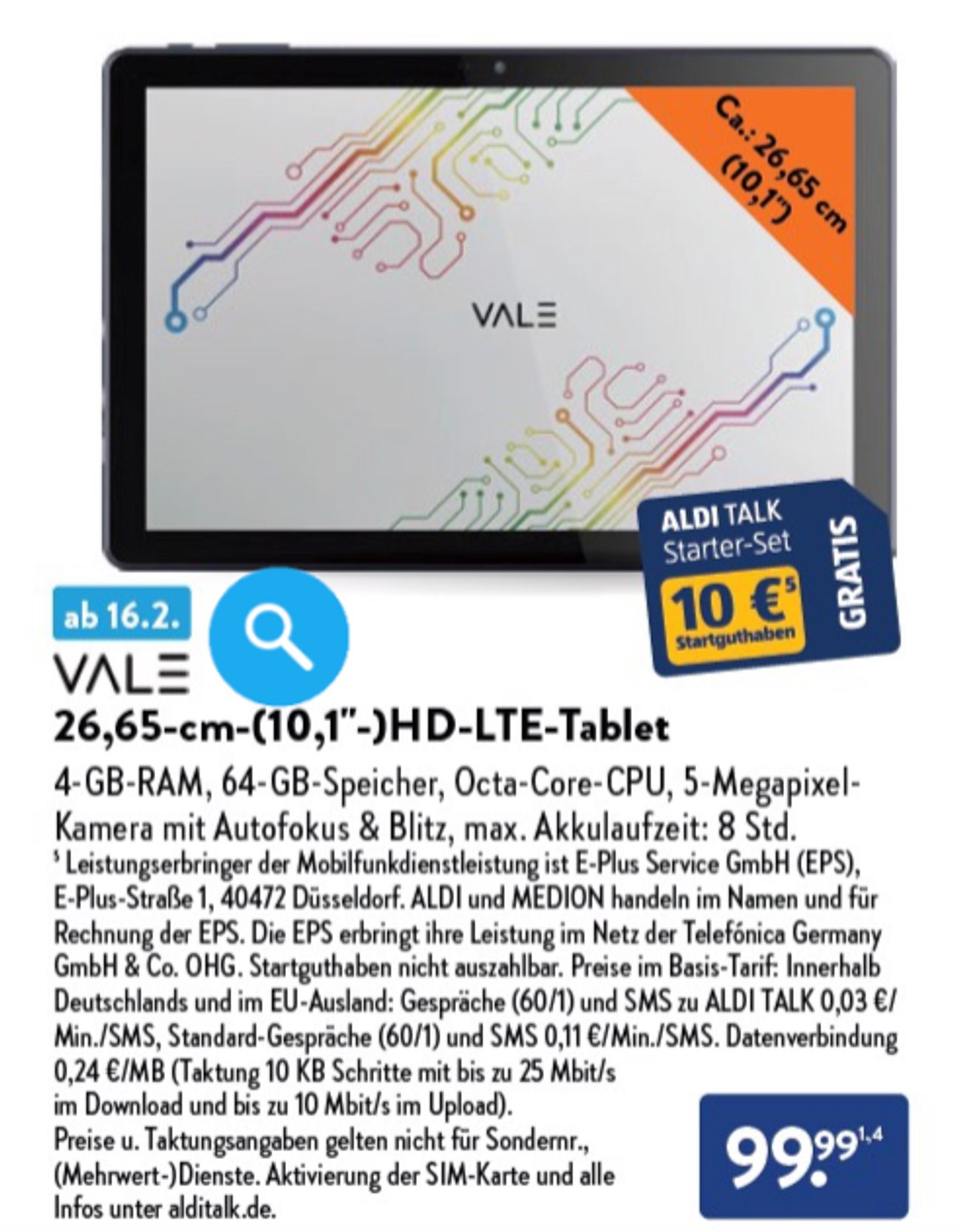 Aldi verkauft heute ein Android-Tablet mit LTE zum Schnäppchenpreis