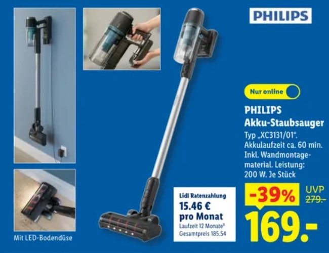 Lidl verkauft Philips-Staubsauger bald mit 110 Euro Rabatt