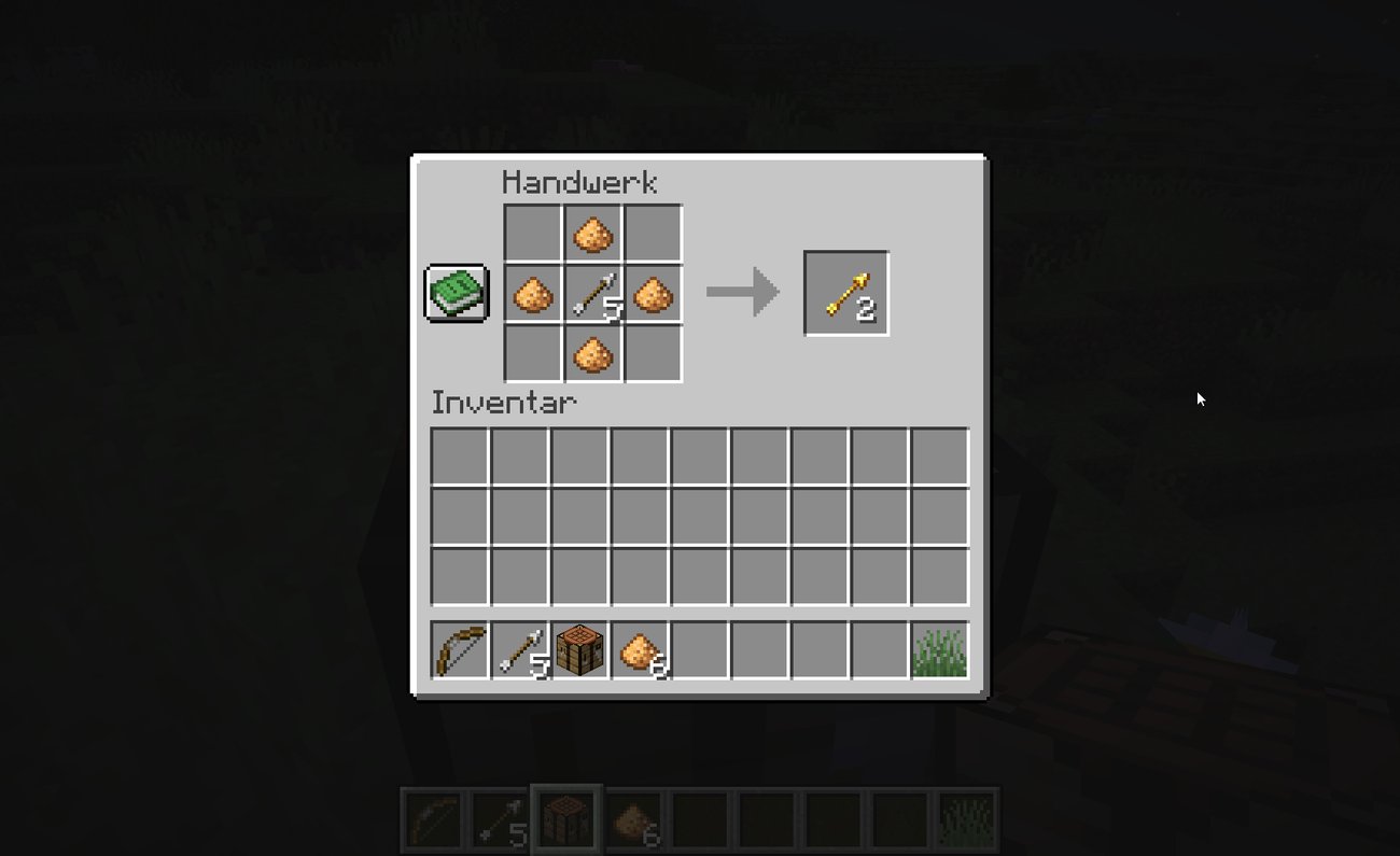 In Minecraft Pfeil und Bogen herstellen