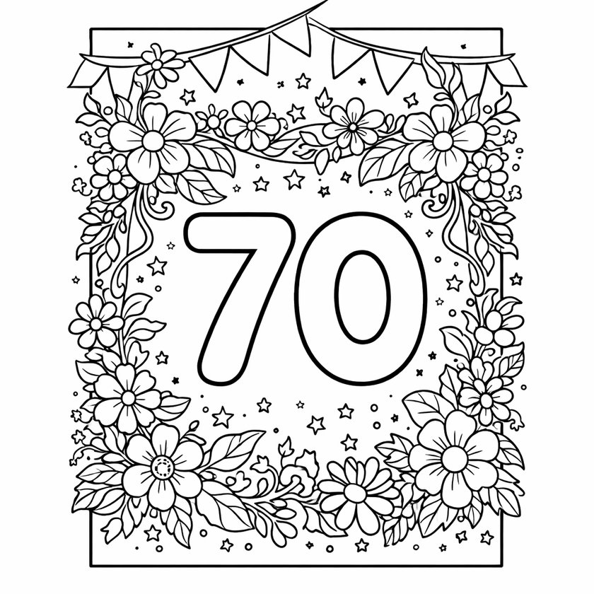 Ausmalbilder zum 70. Geburtstag: Zum Herunterladen oder Prompten