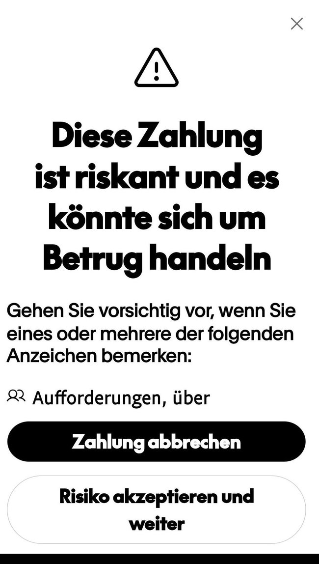 PayPal: „Diese Zahlung ist riskant und es könnte sich um Betrug handeln ...