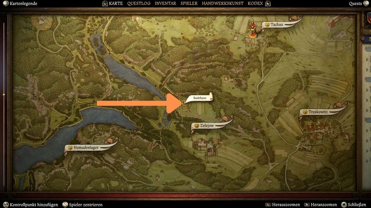 KCD 2: Badehaus benutzen und Standorte auf der Karte