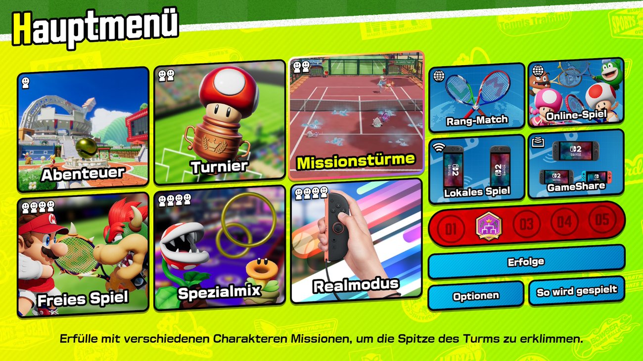 Mario Tennis Fever: Alles zum Multiplayer und GameShare-Funktionen