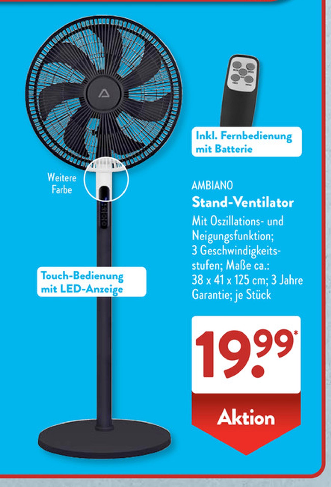 Für nur 19,99 Euro: Aldi hat einen Ventilator mit Fernbedienung im Angebot