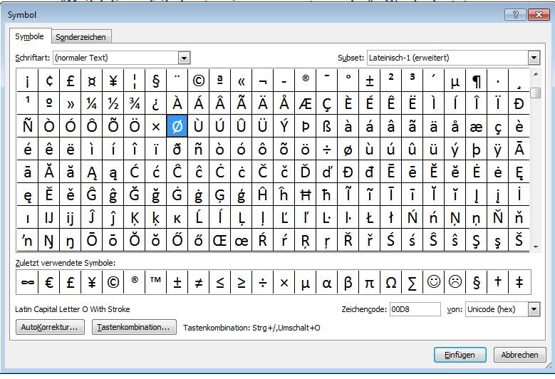 Ø Durchmesserzeichen mit der Tastatur schreiben