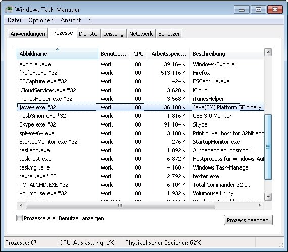 Was ist javaw.exe und was tut man bei Problemen?