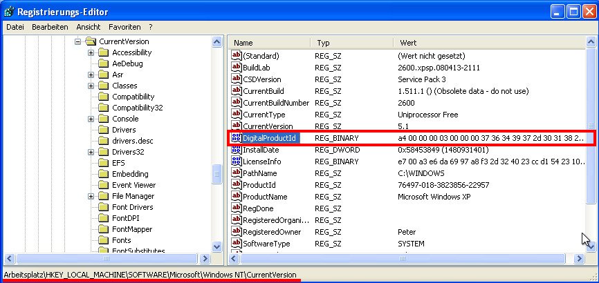 Windows-Key auslesen: Der Lizenzschlüssel zu XP und Vista