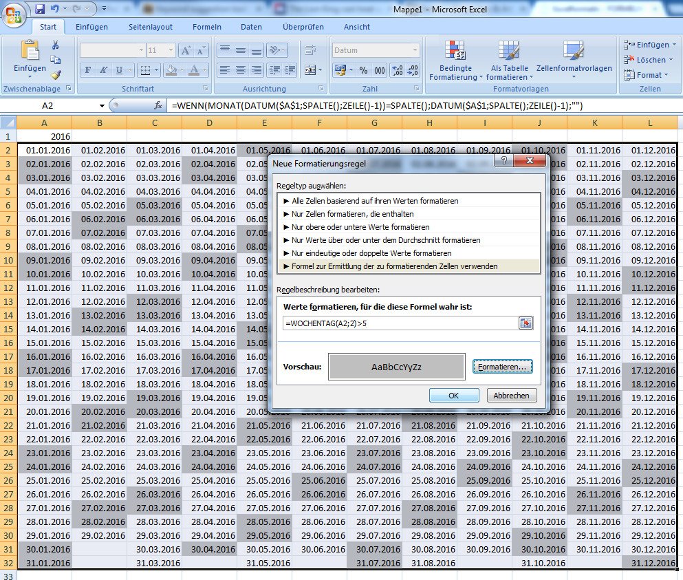 Jahreskalender in Excel erstellen: Mit wenigen Klicks zum Kalender