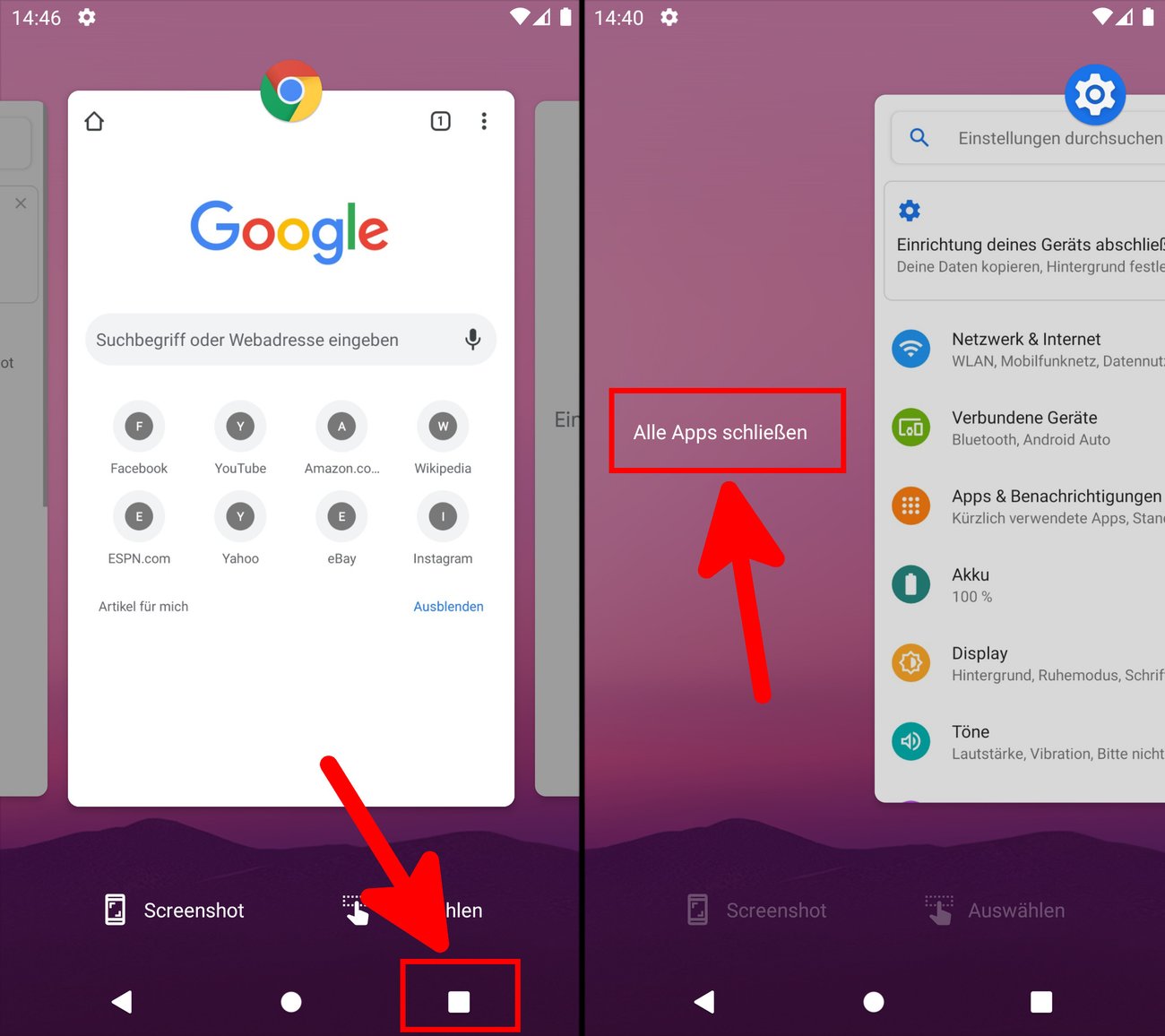 Huawei P20 Pro Alle Apps Schließen