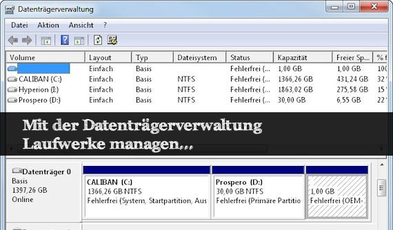 Datenträgerverwaltung in Windows 10, 8 und 7 öffnen