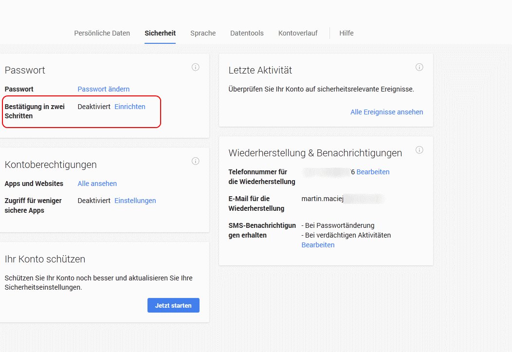 Google Authenticator einrichten unter Windows, Android und iPhone