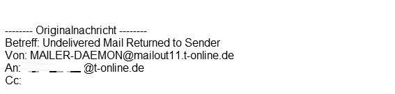 Undelivered Mail Returned to Sender per Mail: Was tun?