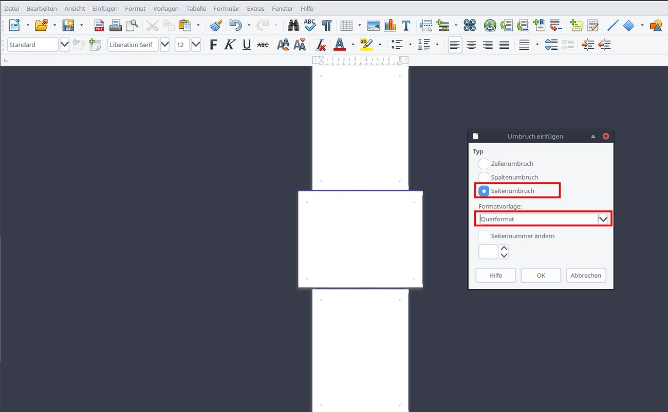 LibreOffice: Querformat einrichten (Alle & einzelne Seite) – so geht's