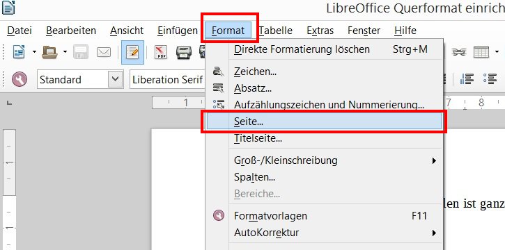 LibreOffice: Querformat einrichten (Alle & einzelne Seite) – so geht's