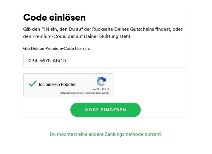 Spotify-Gutscheincode auf Redeem-Seite einlösen (+Bedingungen)