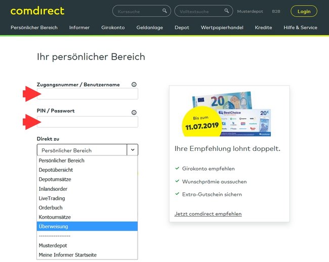 Comdirect-Login: So gelangt ihr zu euren Kontoumsätzen, Überweisungen etc.