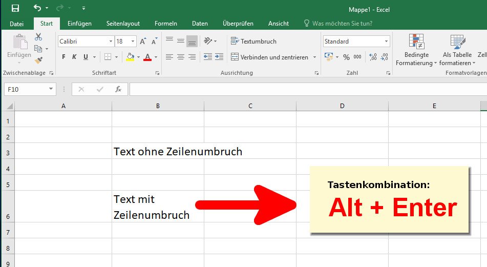 Excel: Zeilenumbruch machen – so geht's