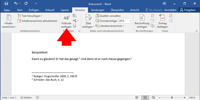 Word: Fußnote einfügen, formatieren, löschen – so geht's
