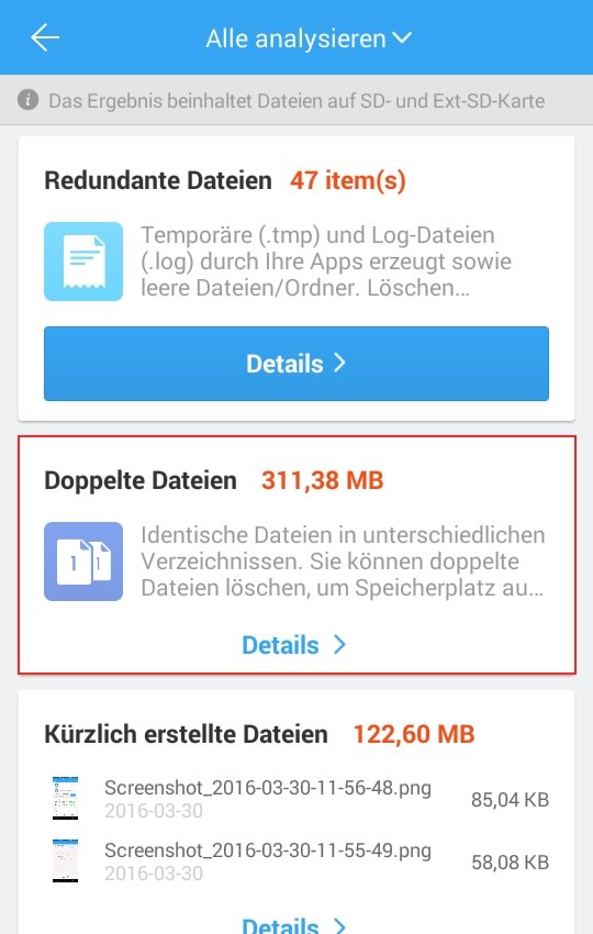 Doppelte Dateien unter Android finden und löschen