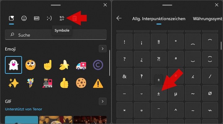 Tastaturkombination ±: Plusminus-Zeichen einfügen