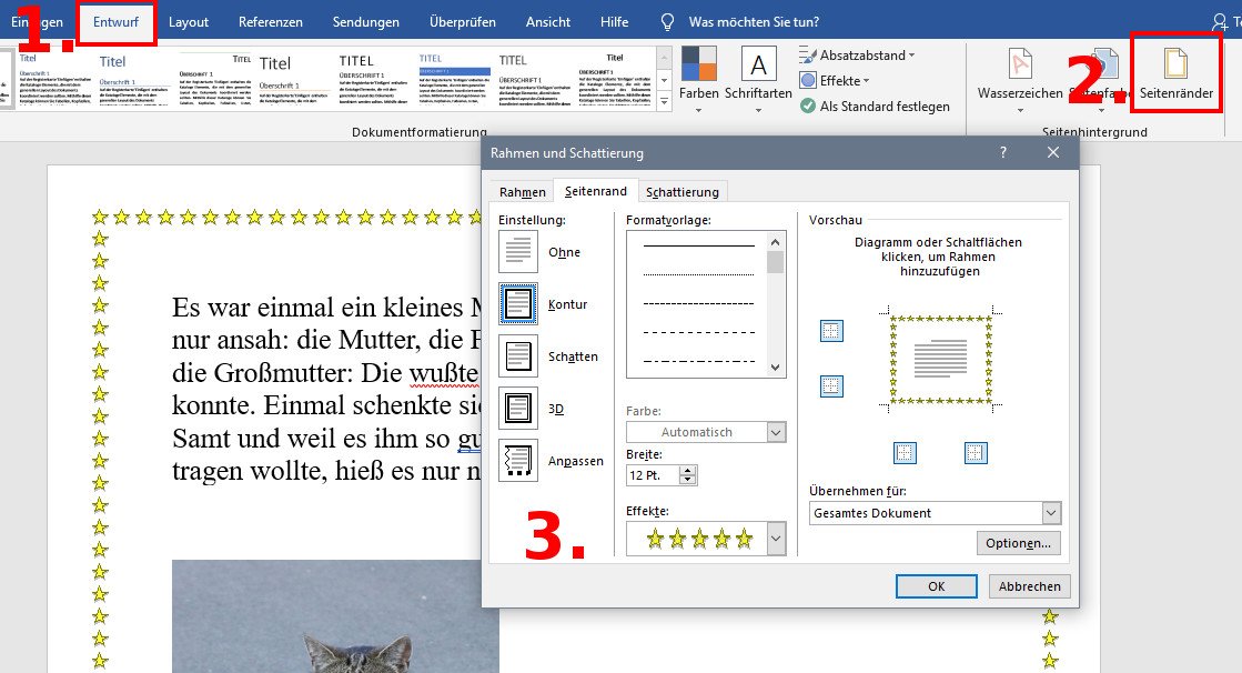Word: Rahmen einfügen