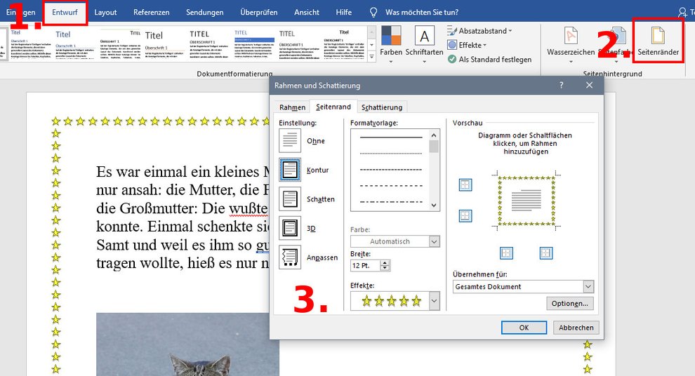 Word: Rahmen um Texte, Seiten & Bilder einfügen – so geht's