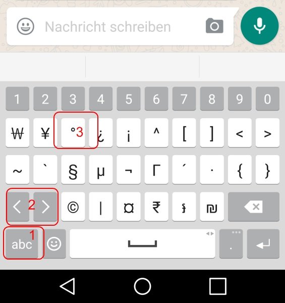 ° Grad-Zeichen mit Tastatur, Android, iPhone und Mac schreiben