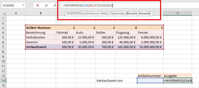 Excel: WVERWEIS am Beispiel-Video erklärt