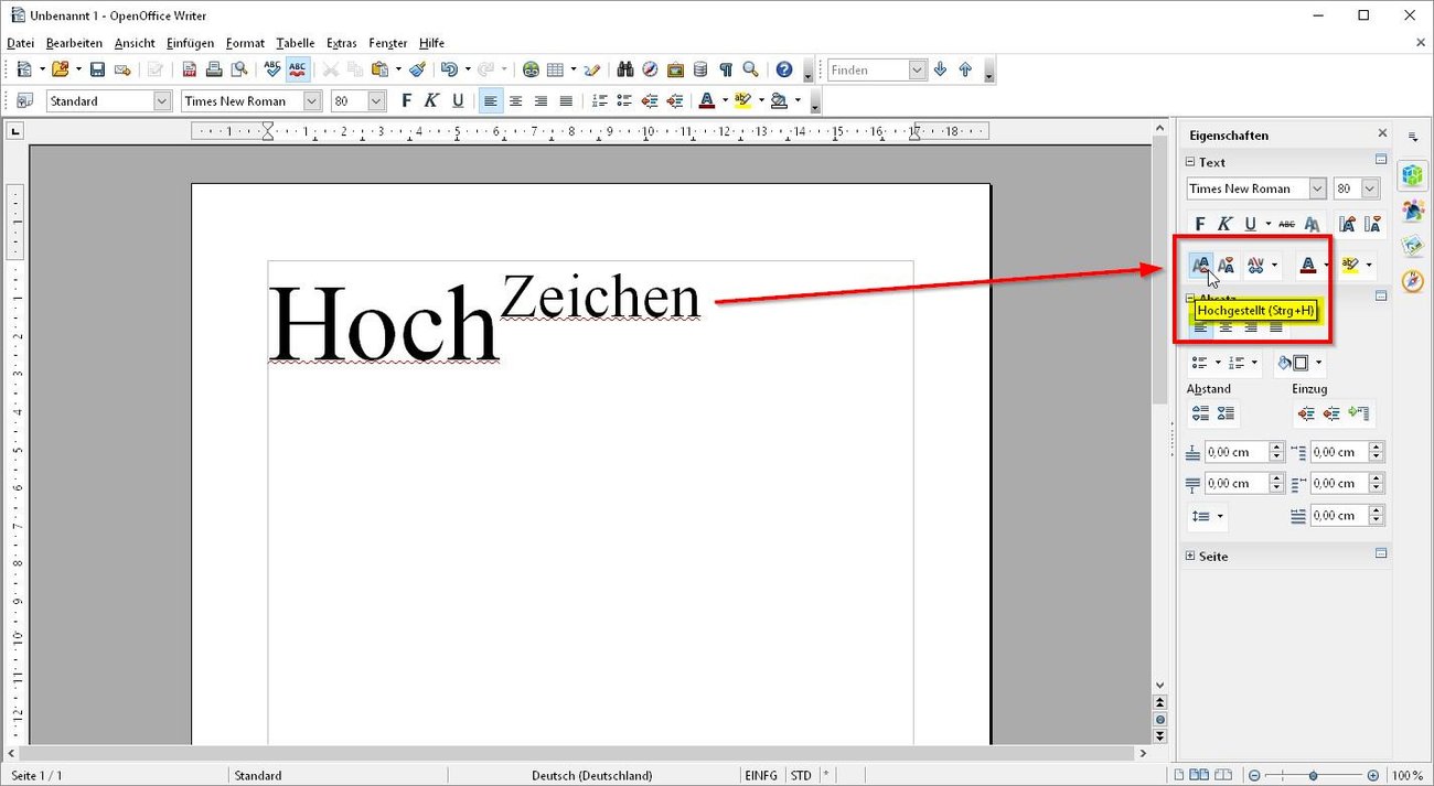 Hochzeichen: Hochzahlen in Word, OpenOffice, Excel und Google nutzen