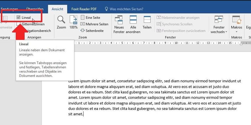 Word: Lineal einblenden – so gehts