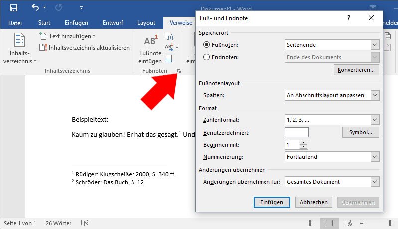 Word: Fußnote einfügen, formatieren, löschen – so geht's