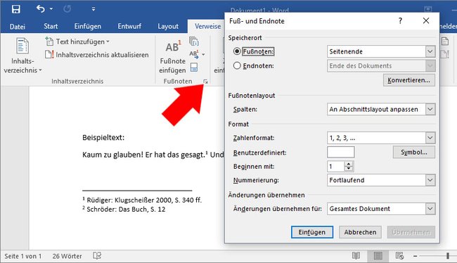 Word: Fußnote einfügen, formatieren, löschen – so geht's