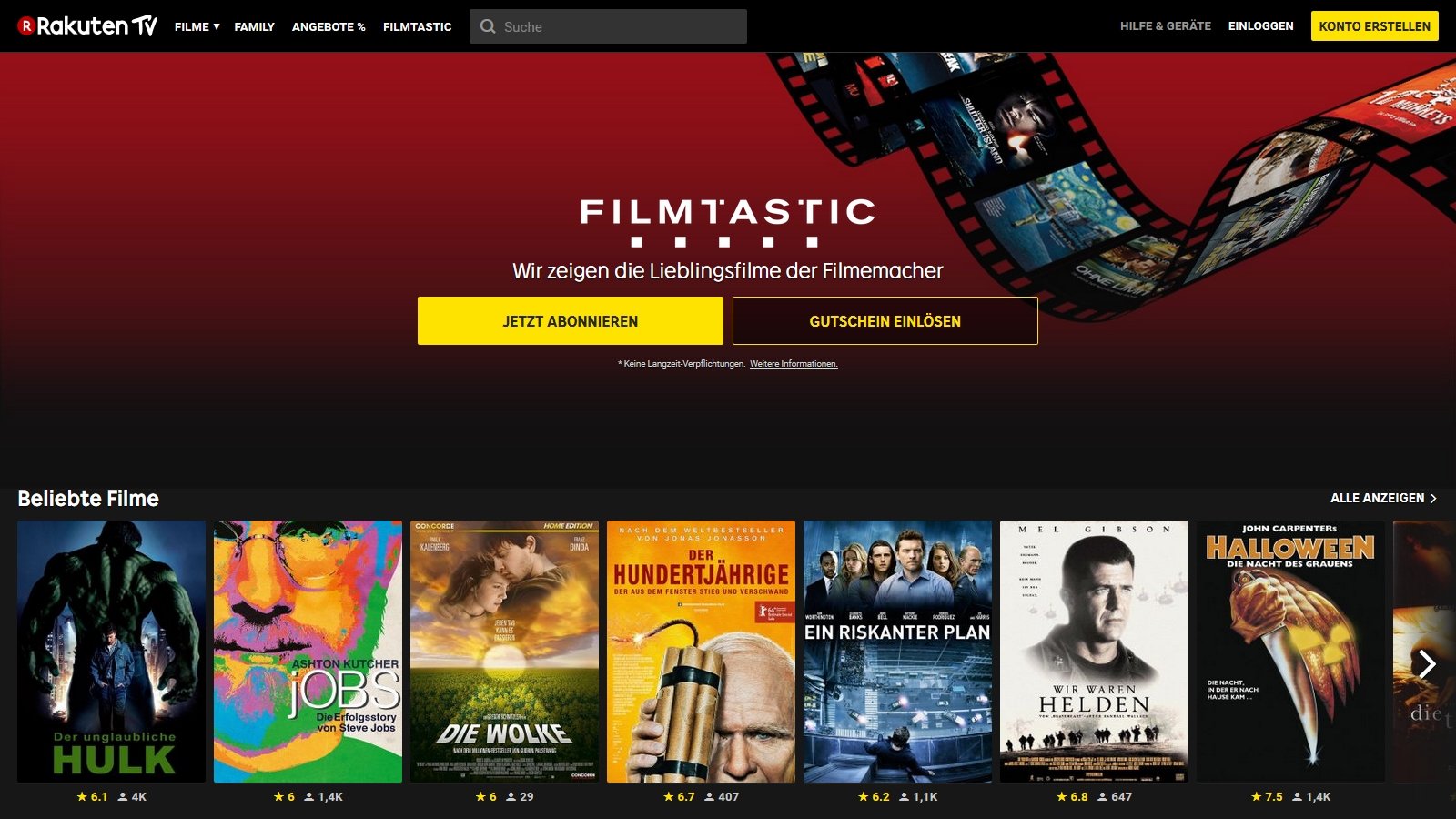 Rakuten TV: Kosten & Angebot des Filmtastic-Abos