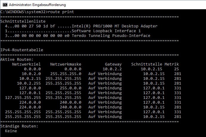 Windows: Statische TCP/IP-Route zu Routing-Table adden