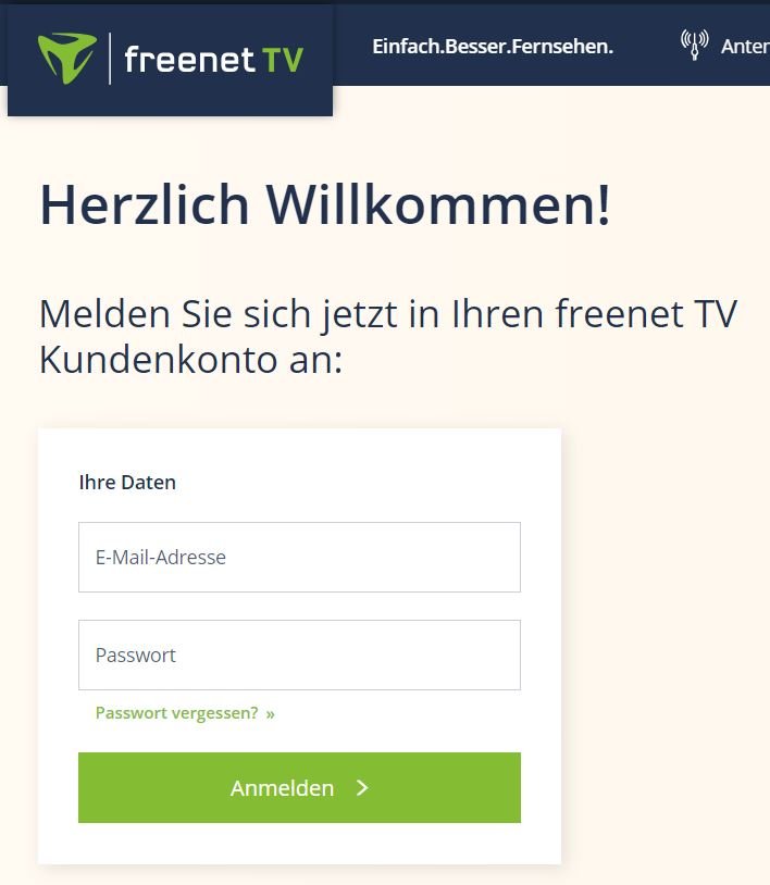 freenet-TV-Login: Online im Konto anmelden