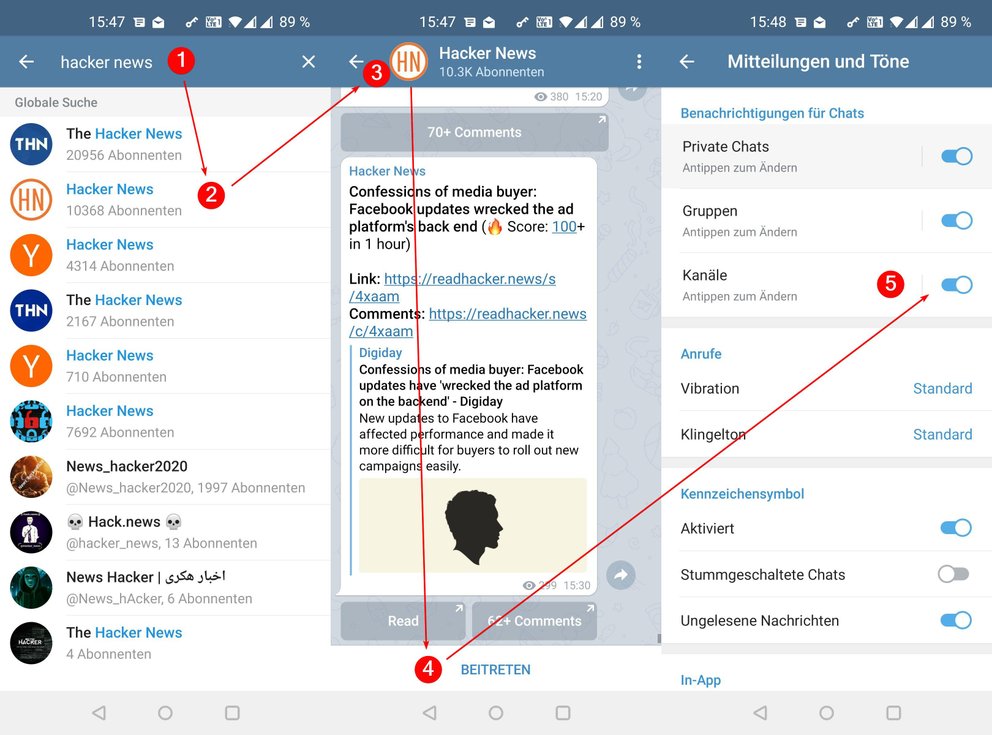 Telegram-Kanäle finden, beitreten, anlegen und verlassen – so geht’s