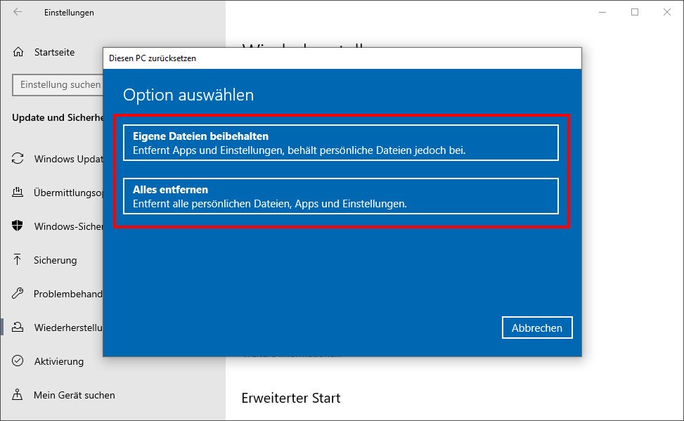 Windows 10 auf Werkseinstellungen zurücksetzen (mit/ohne Neuinstallation) – so geht's