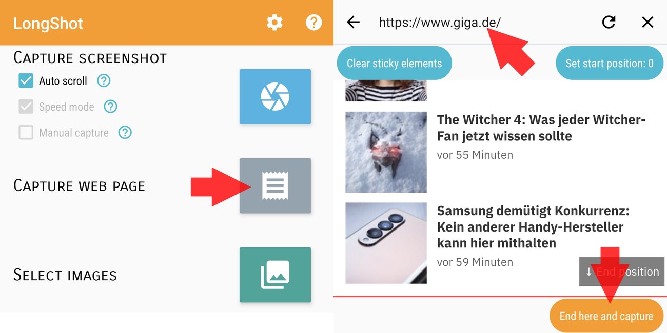 Scrollshot: Auf Android-Geräten Scrollaufnahmen machen