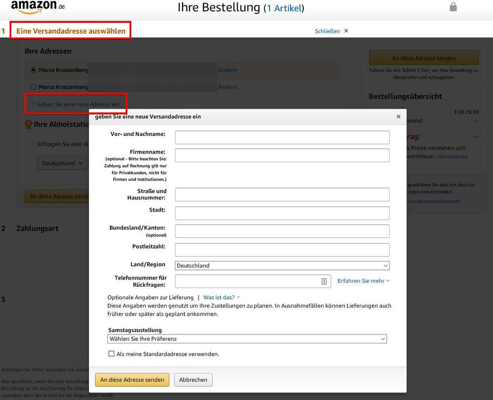 Amazon: Lieferadresse ändern oder hinzufügen – so geht’s