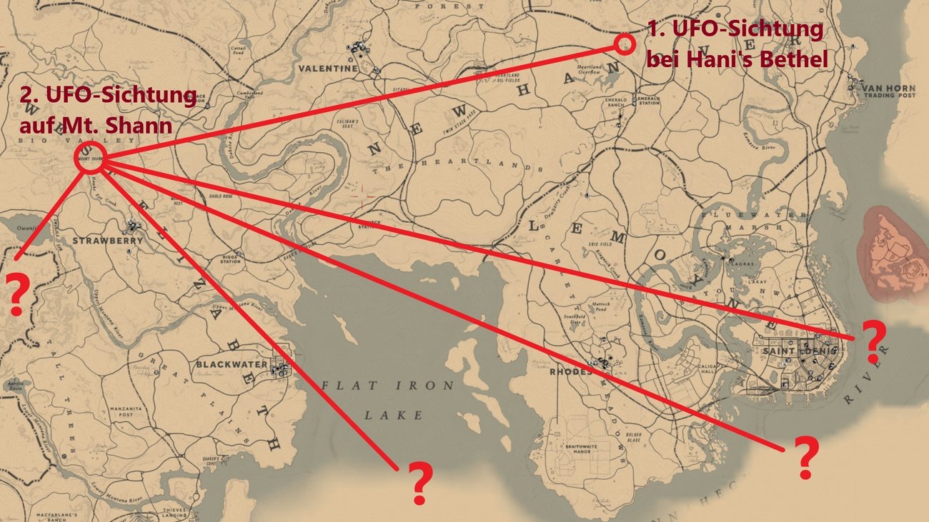 Red Dead Redemption 2: Panoramakarte - Alle UFO-Sichtungen bis jetzt