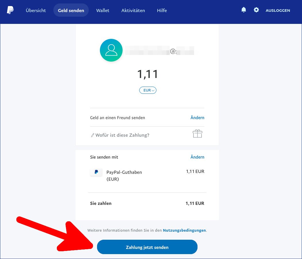 PayPal: Geld an Freunde/Familie senden (kostenlos)