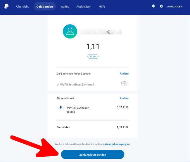 PayPal: Geld an Freunde/Familie senden (kostenlos)