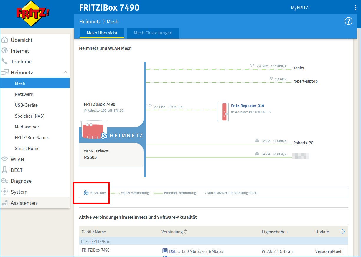 Fritzbox: Mesh aktivieren & einrichten – so geht's