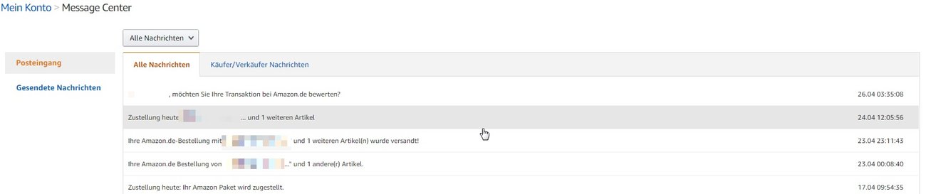 Amazon: Nachrichten im Message Center lesen