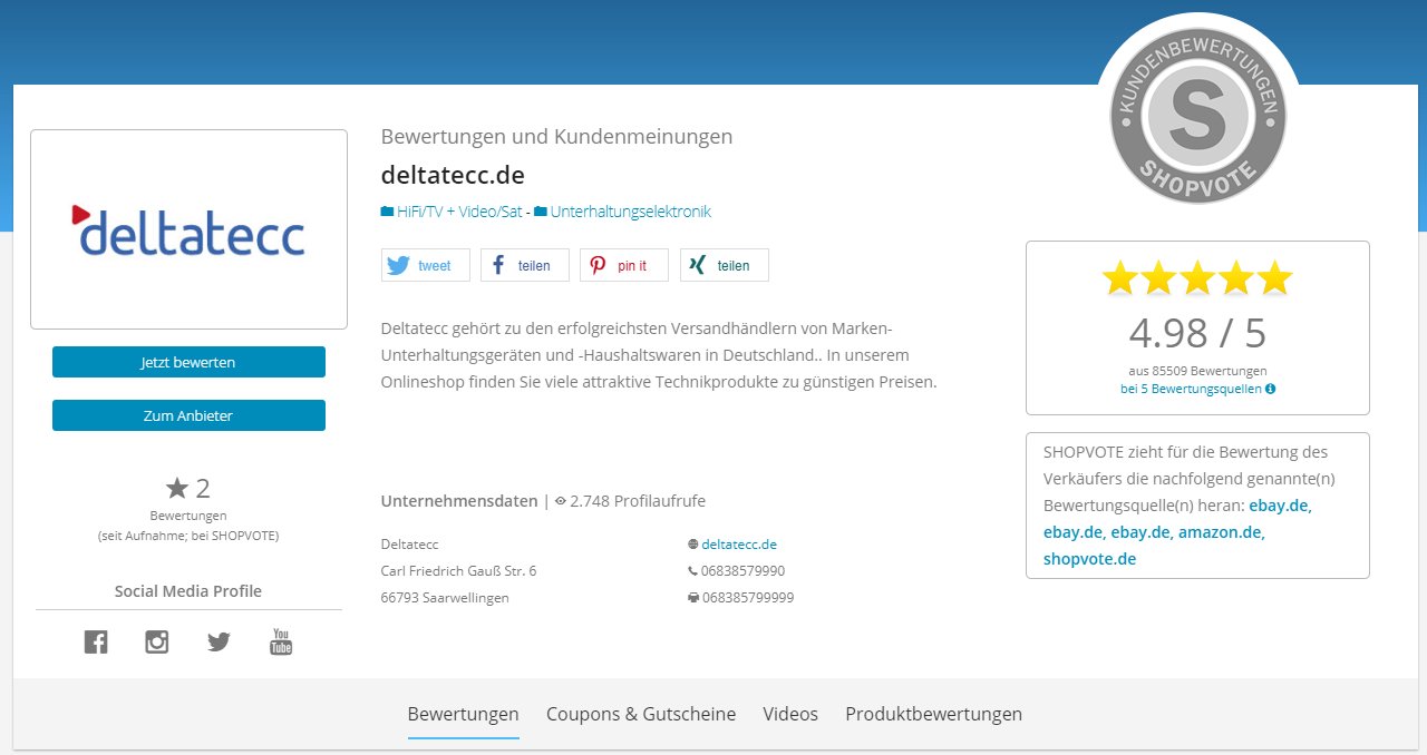 Deltatecc – Ein seriöser Technik-Shop?
