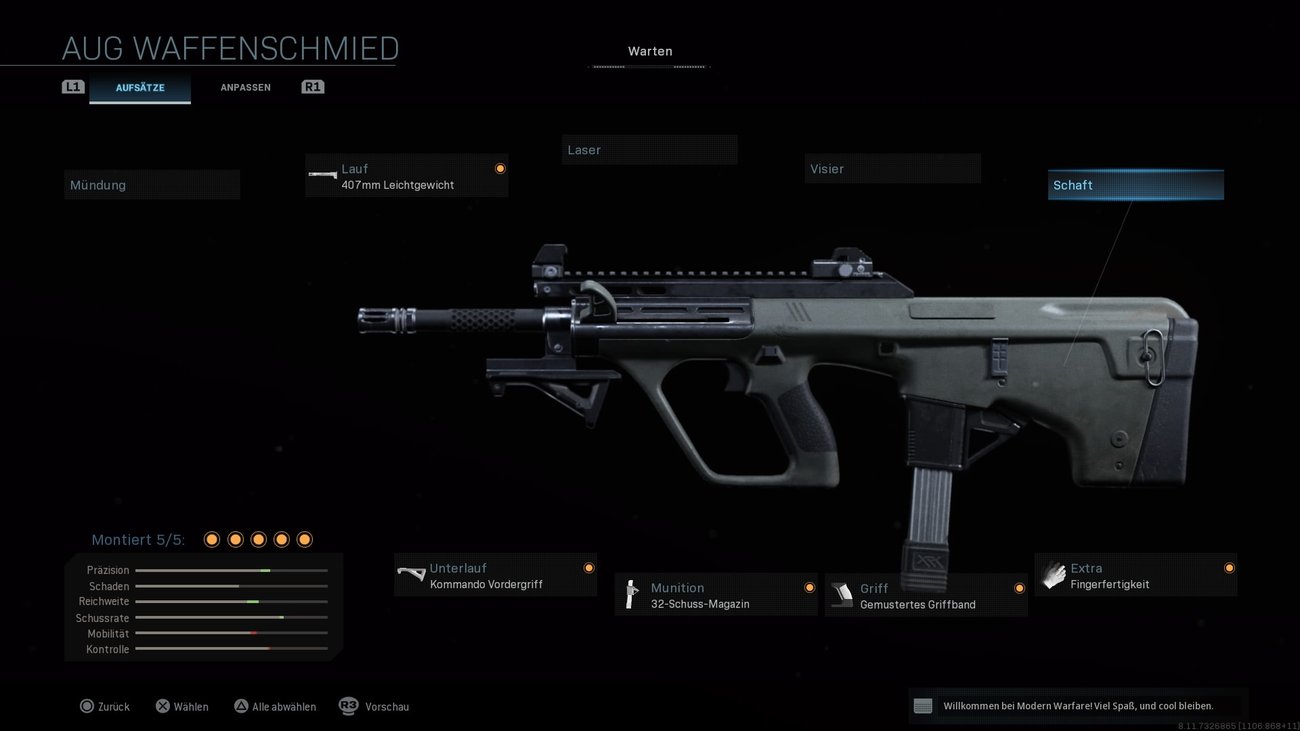 CoD Modern Warfare: AUG Loadout - Aufsätze, Werte und Tipps