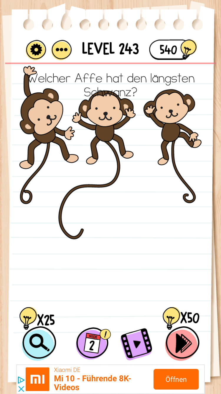 Brain Test: Level 241 bis Level 250 - Lösungen